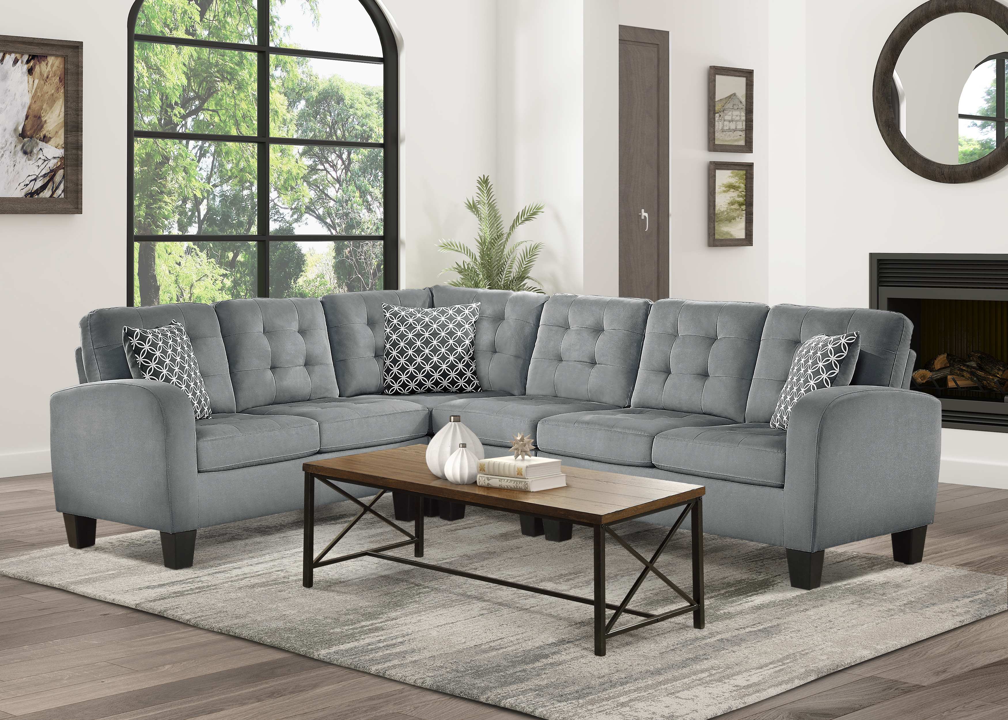 Sinclair Reversible Sectional Sofa Gray 8202