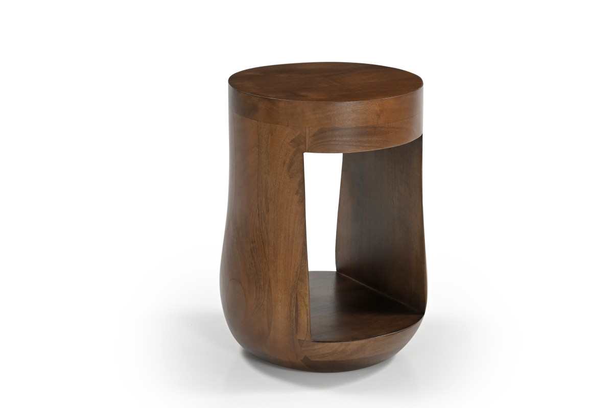 Aubrey Wooden Round Accent Table Walnut 4919
