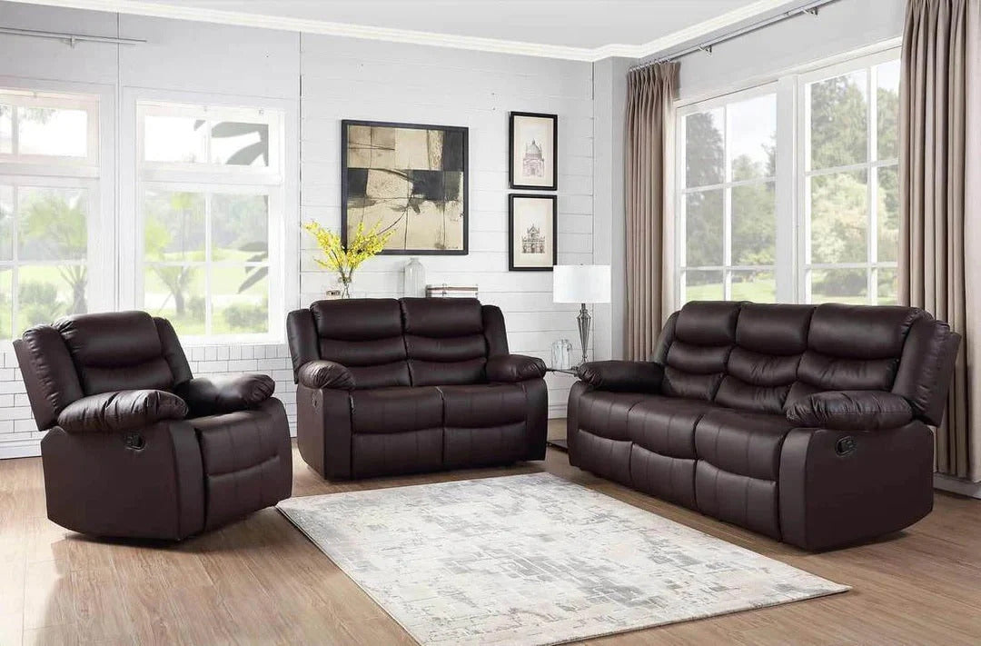 Rivaldo Brown Manual Recliner Sofa Set | Top Furniture Store In Canada