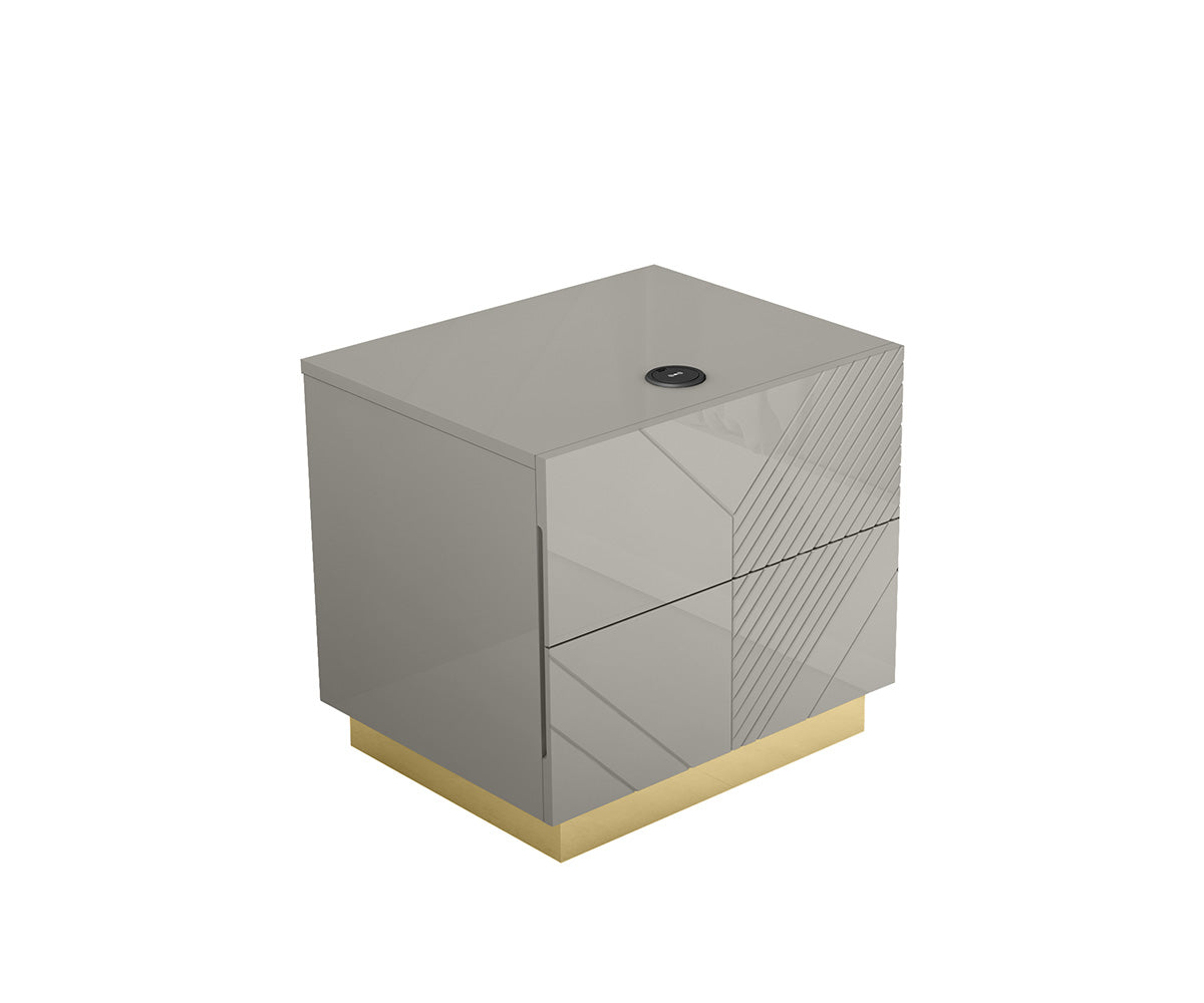 Akira Grey Lacquer 2 Drawer Night Stand SB829